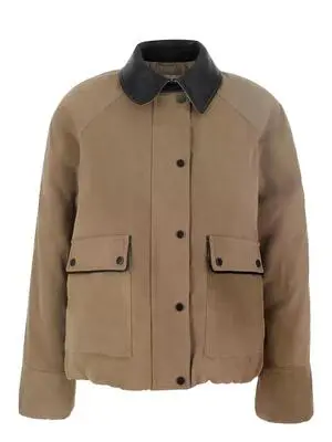 Brunello Cucinelli Leather-trim Panelled Jacket - Neutrals