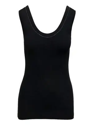 Brunello Cucinelli Monili Detail Ribbed Knit Tank Top - Black