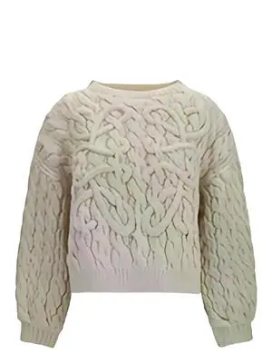 Loewe Anagram Cable-knit Sweater - Neutrals