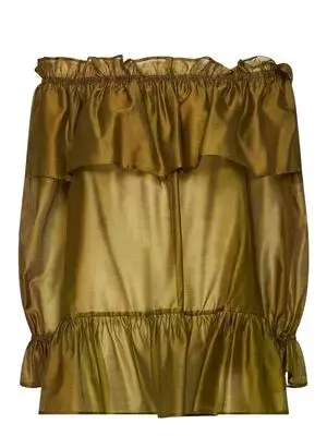 BLANCA VITA Ruffled Off-the-shoulder Blouse - Yellow