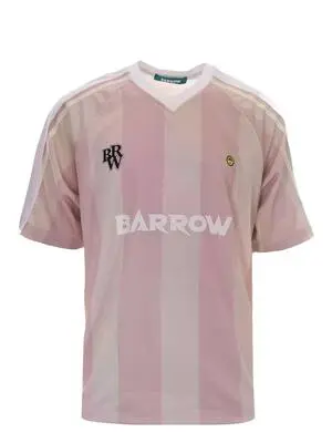 BARROW Striped Logo Print V-neck T-shirt - Pink