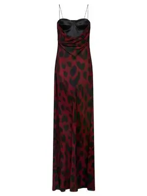 Alex Perry Draped Animalier Print Sweetheart Neckline Dress - Black