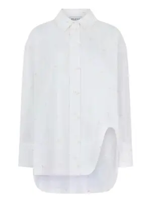 Attico Embroidered Asymmetric Hem Shirt - White