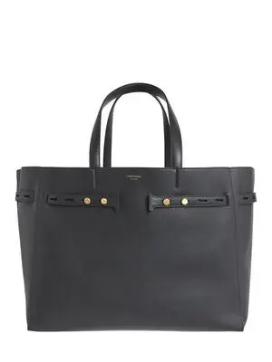 Thom Browne Calfskin Leather Cabas Tote Bag - Black
