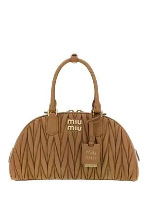 Miu Miu Arcadie Leather Tote Bag - Brown