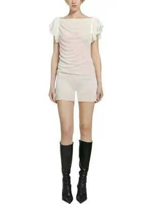 DAISY Ruffled Sleeve Draped Mini Dress - White