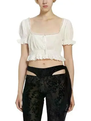 DAISY Lace-trimmed Blouse - White