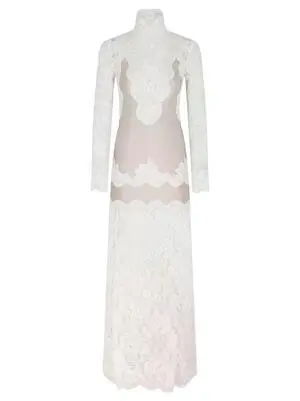 Rabanne Lace-panelled Maxi Dress - Neutrals