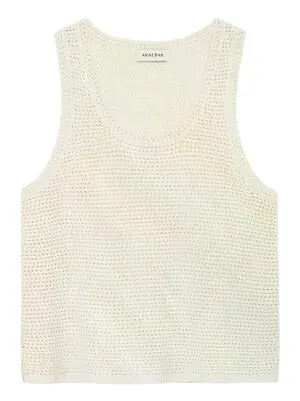 ANINE BING Arie Crochet Knit Tank Top - Neutrals