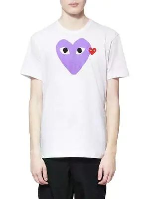 Play Comme Des Garcon Heart-graphic T-shirt - White