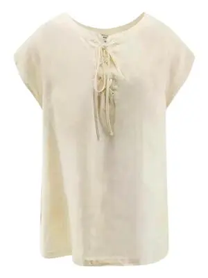 Aspesi Short-sleeve Lace-up Blouse - Neutrals