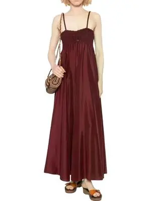 FORTE_FORTE Crochet-knit Silk-satin Dress - Red