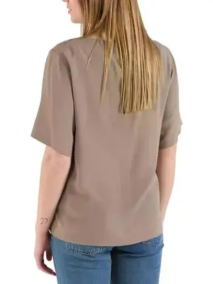 Seventy Crossover Neck Short Sleeve Blouse - Brown
