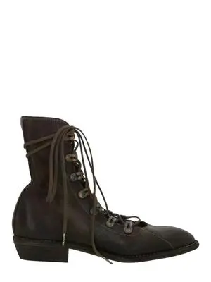 Guidi Lace-up Leather Ankle Boots - Brown