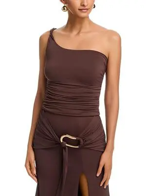 Bardot Dion One-shoulder Top - Chocolate