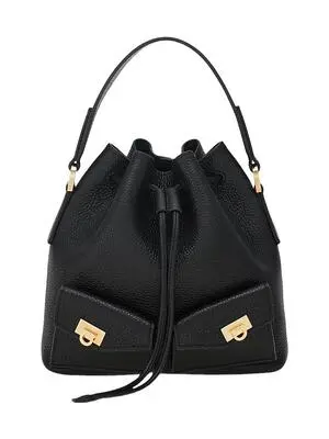 FERRAGAMO Mini Textured Leather Bucket Bag - Nero