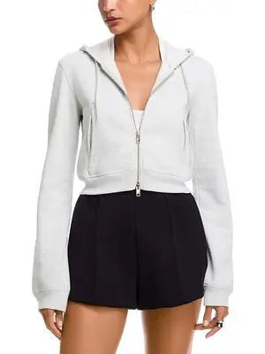 Alexander Wang Cropped Zip-up Hoodie - Light Heather