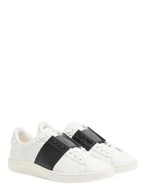 Valentino Garavani White And Blue Leather Sneakers - White/black