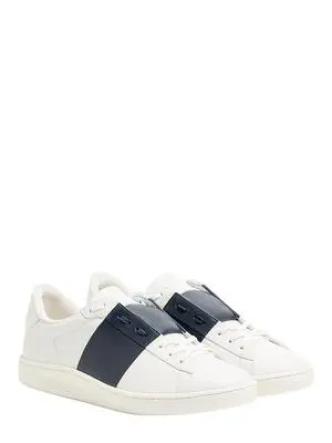 Valentino Garavani White And Blue Leather Sneakers - White/blue