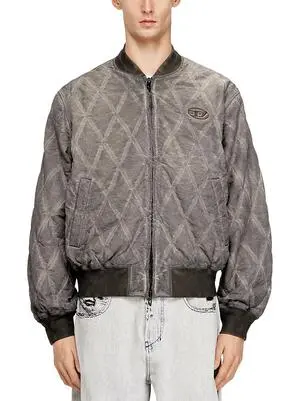 DIESEL® J-type Argyle Diamonds Logo Bomber Jacket - Grey