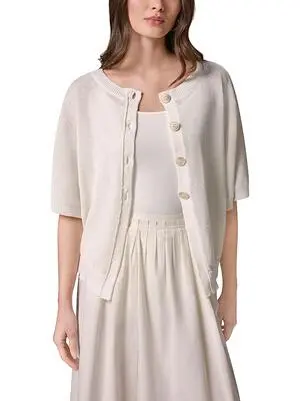 Donna Karan New York Oversized Short Sleeve Cardigan - Cream