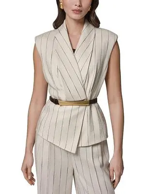 Donna Karan New York Striped Belted Vest - Flax/canyon