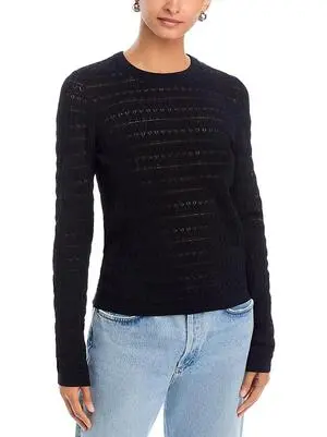 Michael Kors Pointelle Long Sleeve Sweater - Black