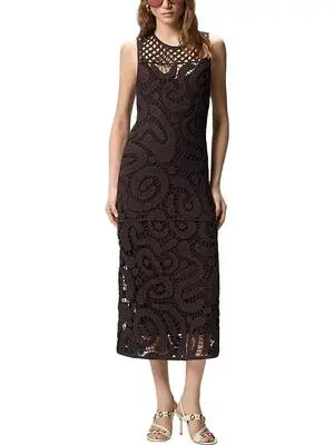 PINKO Pinko Bufera Geometric Crochet Midi Dress