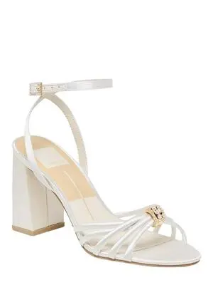 Dolce Vita Rella Embellished Block Heel Sandals - True White
