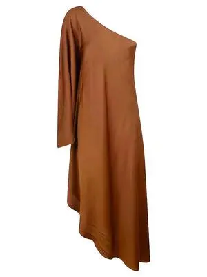 NOUVELLE SILK95FIVE One-shoulder Asymmetric Dress - Brown