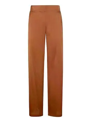 NOUVELLE SILK95FIVE Silk Satin Elasticated Waistband Trousers - Brown
