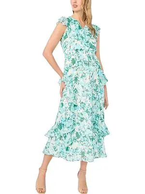 CECE DUPRAZ CeCe Ruffle Trim Midi Dress