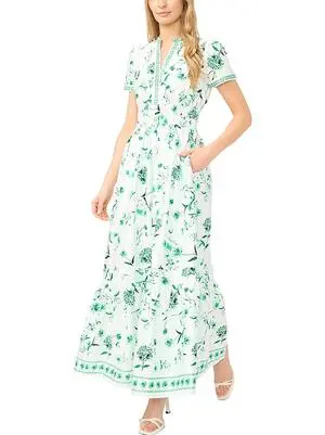 CECE DUPRAZ Shirred Waist Maxi Dress - Vibrant Kelly