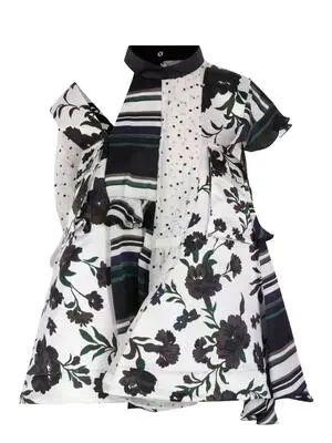 Sacai Floral-print Patchwork Blouse - Black