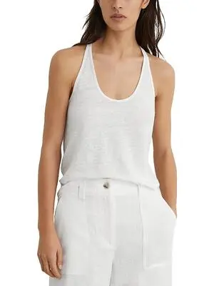 REISS Lidie Linen Vest - White