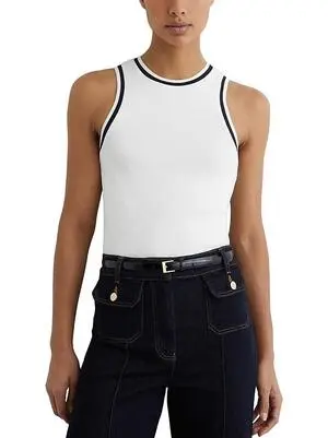 REISS Contrast Trim Vest - White/navy