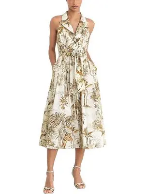 REISS Petite Tate Printed Midi Dress - Neutral