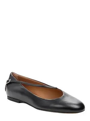 JIL SANDER Elyss Leather Ballerina Flats - Black