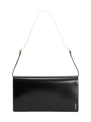 JIL SANDER File Medium Leather Shoulder Bag - Black