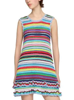 GANNI Striped Crochet Dress - Multicolour