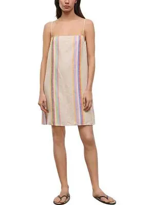 Staud Laura Linen Mini Dress With Stripes - Day Trip Stripe