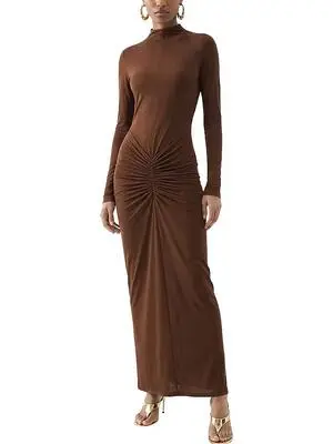 RONNY KOBO Ronny Kobo Scorpio Mock Neck Ruched Maxi Dress