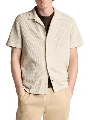 Vince Macro Waffle Short Sleeve Button Down Shirt - Blanco