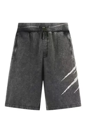 PLEIN SPORT Washed Crackle-print Shorts - Grey