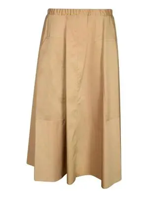 BLANCA VITA Elasticated Waistband Long Skirt - Brown
