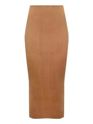 Alberta Ferretti Ribbed Knit Pencil Skirt - Neutrals