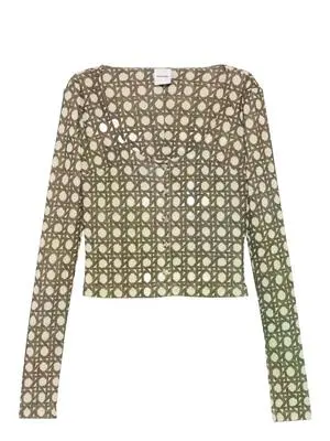 Nanushka Cropped Geometric-print Cardigan - Neutrals