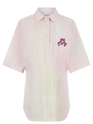 Attico Striped Logo-embroidered Mini Dress - Red