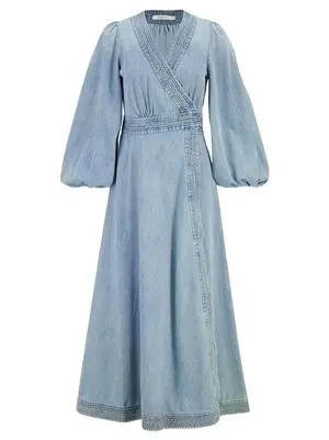 Zimmermann Indra Wrap Midi Dress - Blue