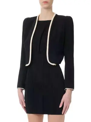 Elisabetta Franchi Crêpe Jacket With Contrast Piping - Black